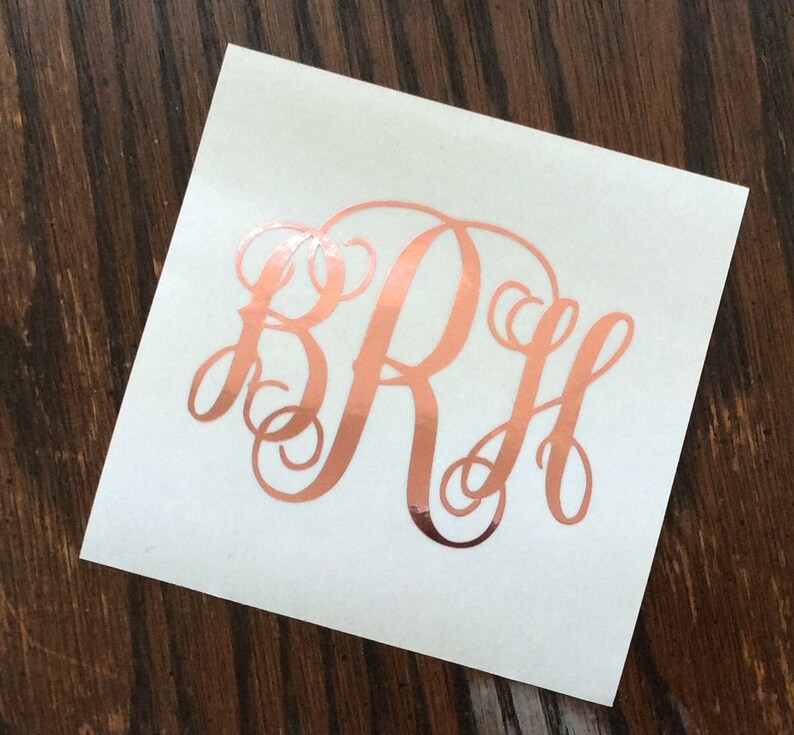 Rose Gold Monogram Decal Rose Gold Metallic Decal Rose Gold | Etsy