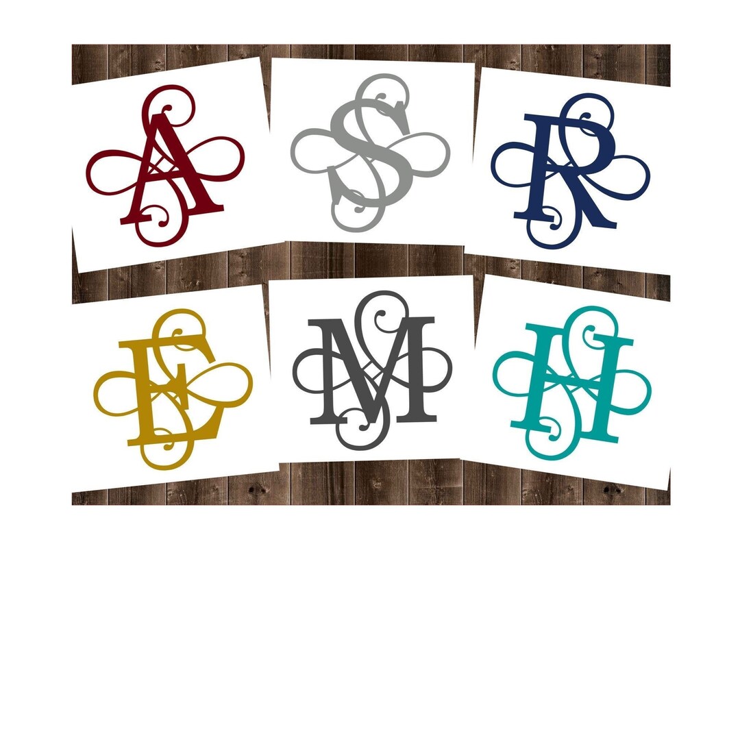 Single Letter Monogram Decal, Fancy Flourish Initial Monogram Sticker ...