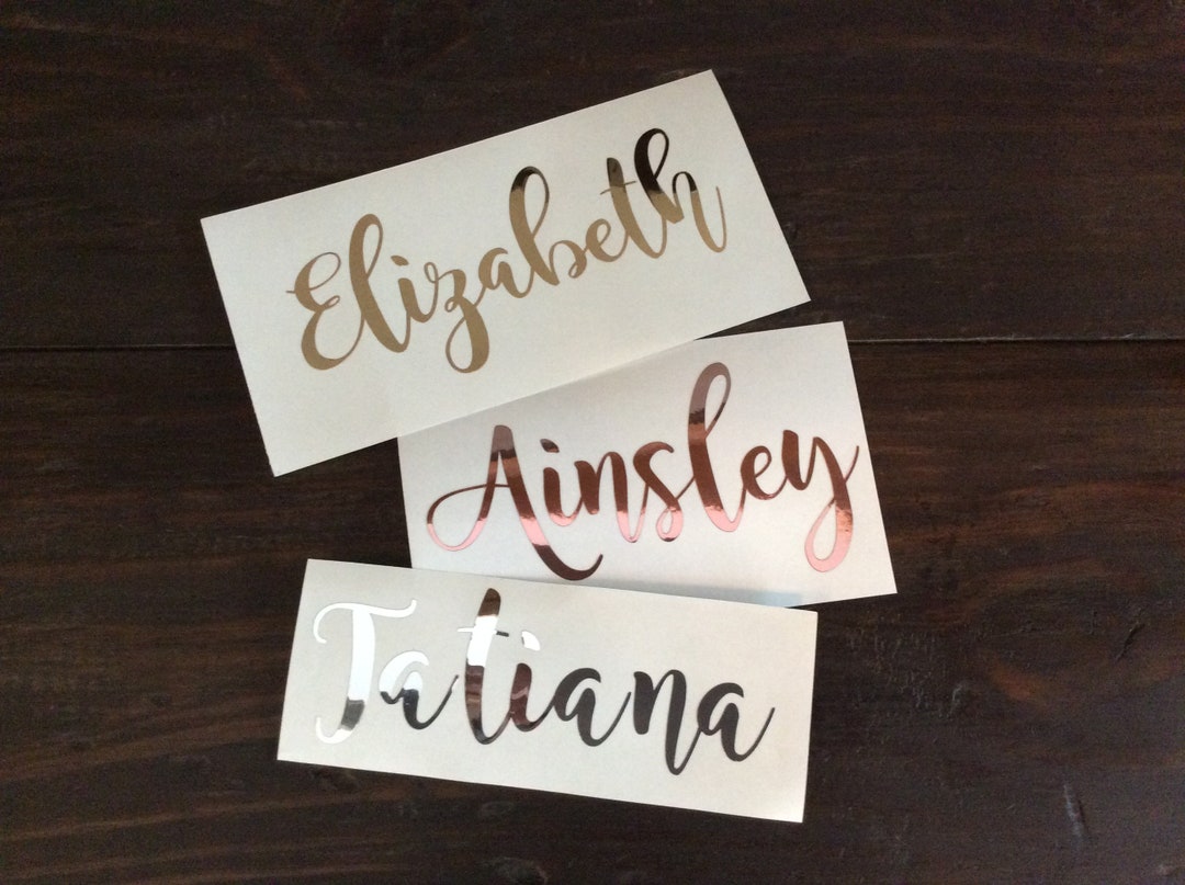 Name Decal, Rose Gold Decal, Gold Name Decal, Silver Name Decal, Vinyl ...