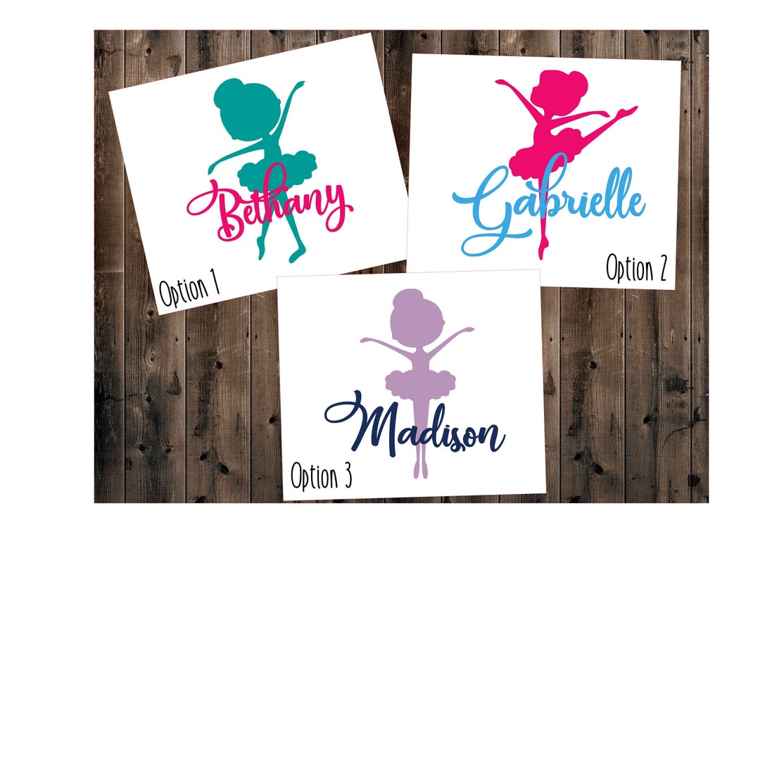 Ballerina Vinyl Name Decal, Custom Ballet Sticker, Personalized Dance ...