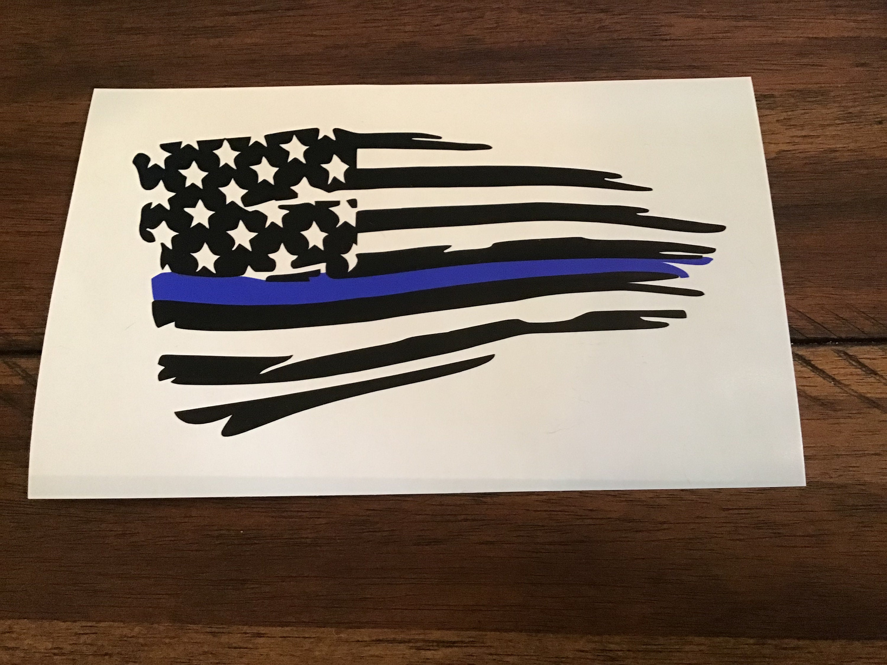 Police Flag Decal Thin Blue Line Decal Police Stocker Flag - Etsy