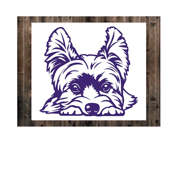 Yorkie Peeking Svg - Etsy