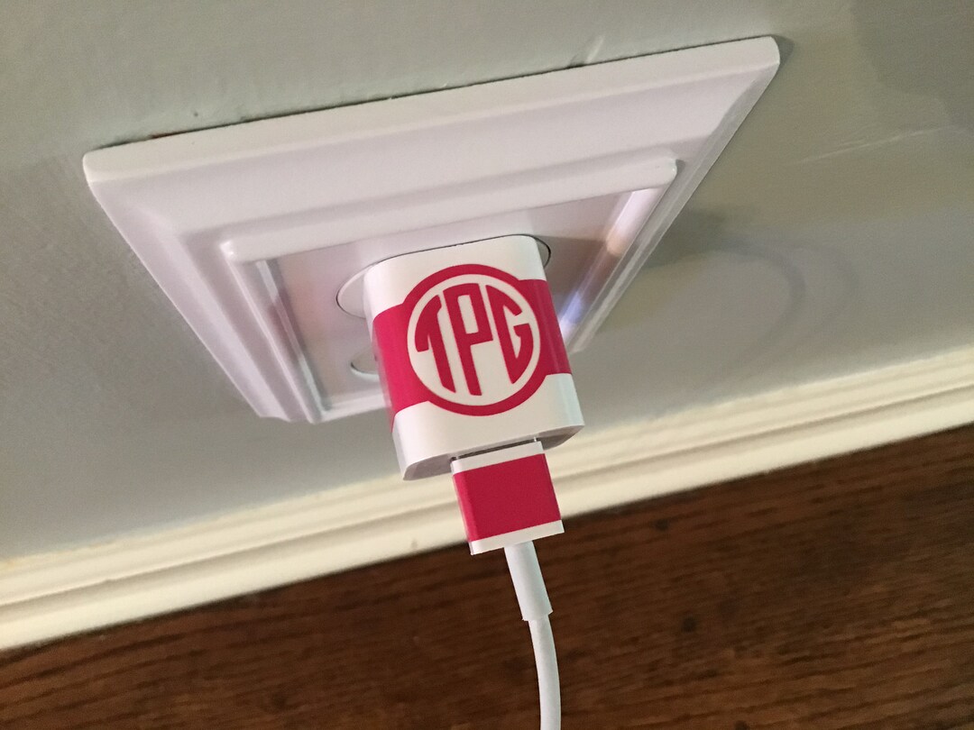 Monogram Charger USB Wrap, Charger Wrap Decal, Custom Label for iPhone ...