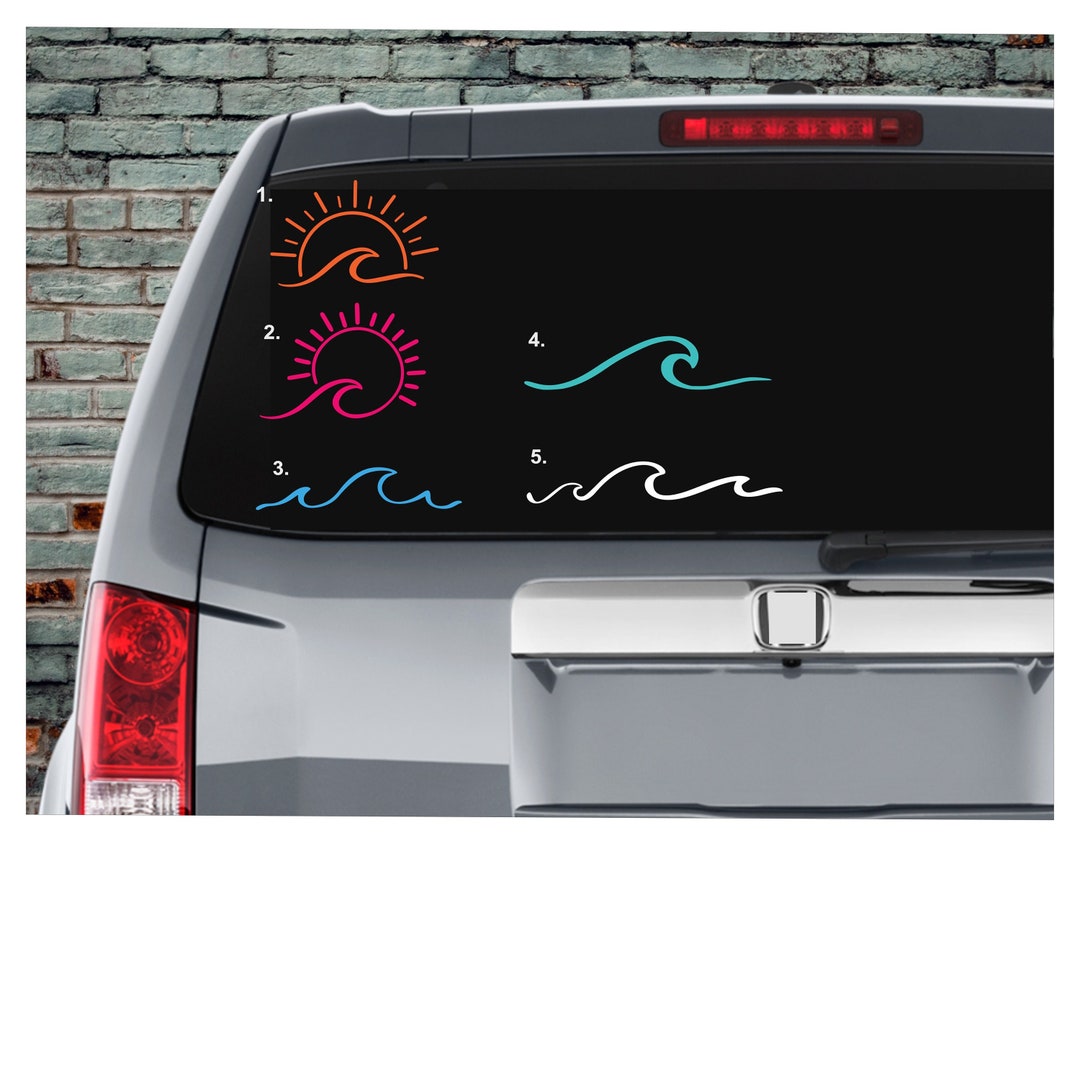 Wave Sun Beach Vinyl Car Decal Sticker, Wave Sticker, Ocean Wave Decal ...