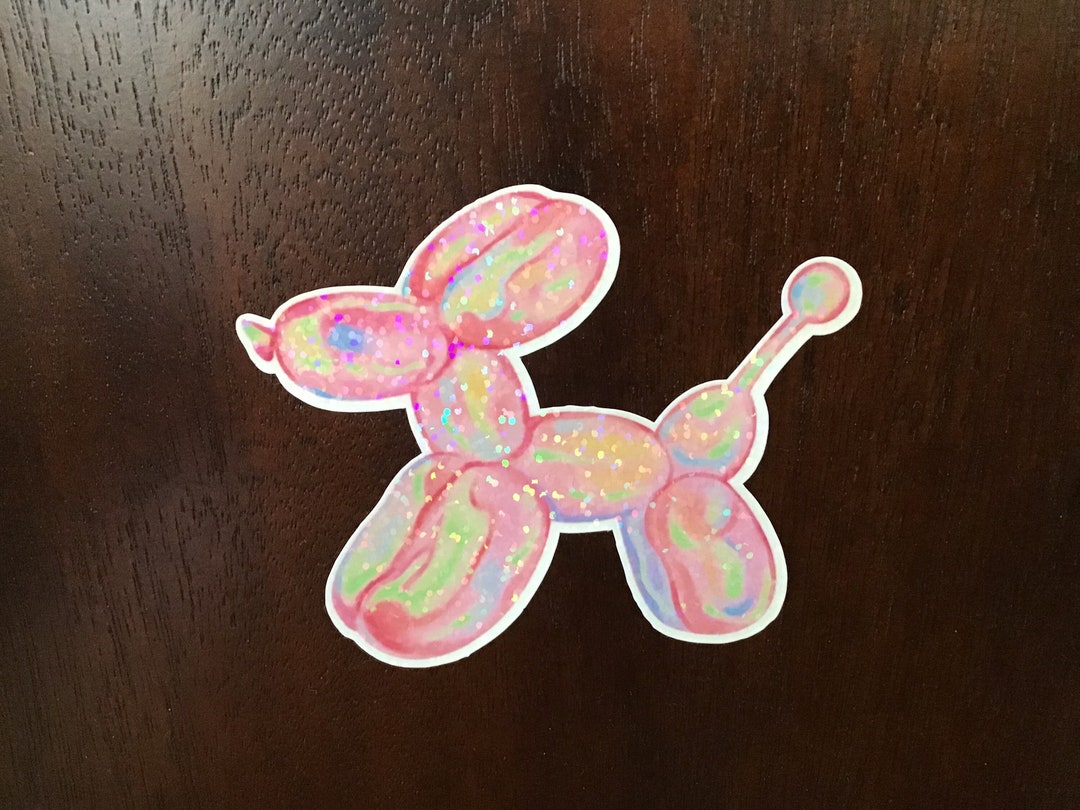 Holographic Balloon Dog Sticker, Cute Glitter Balloon Dog Sticker ...