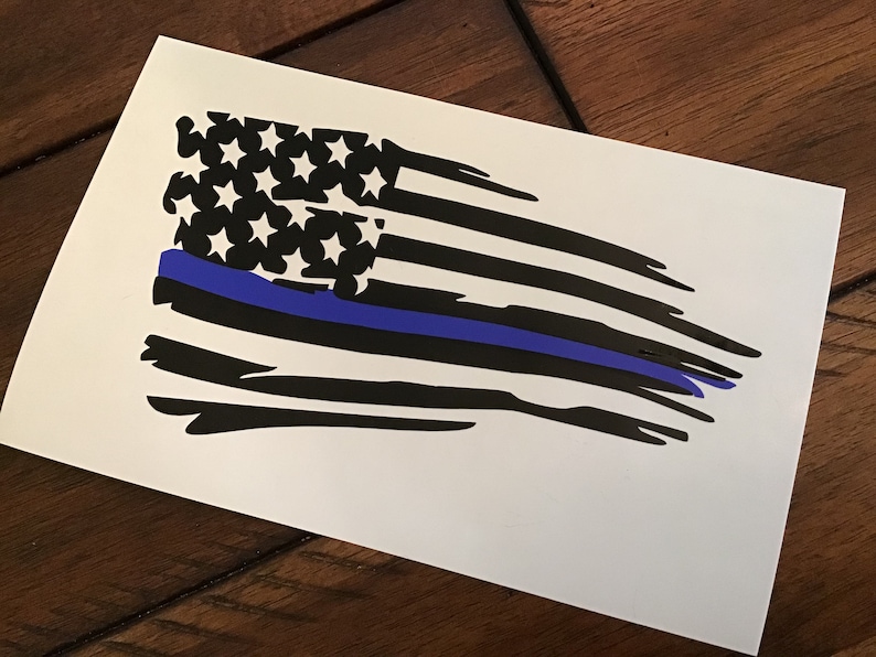 Police Flag Decal Thin Blue Line Decal Police Stocker Flag | Etsy
