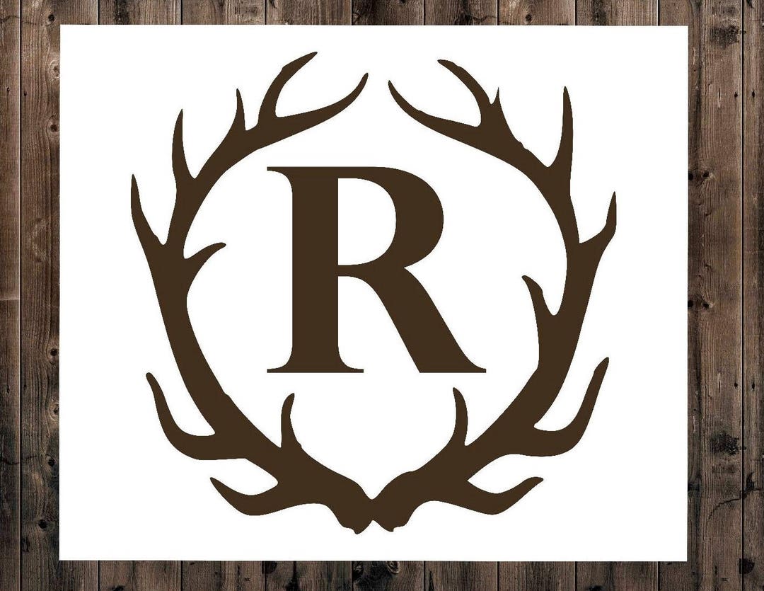 Antler Decal, Antler Monogram Decal, Yeti Antler Decal, Initial Decal ...