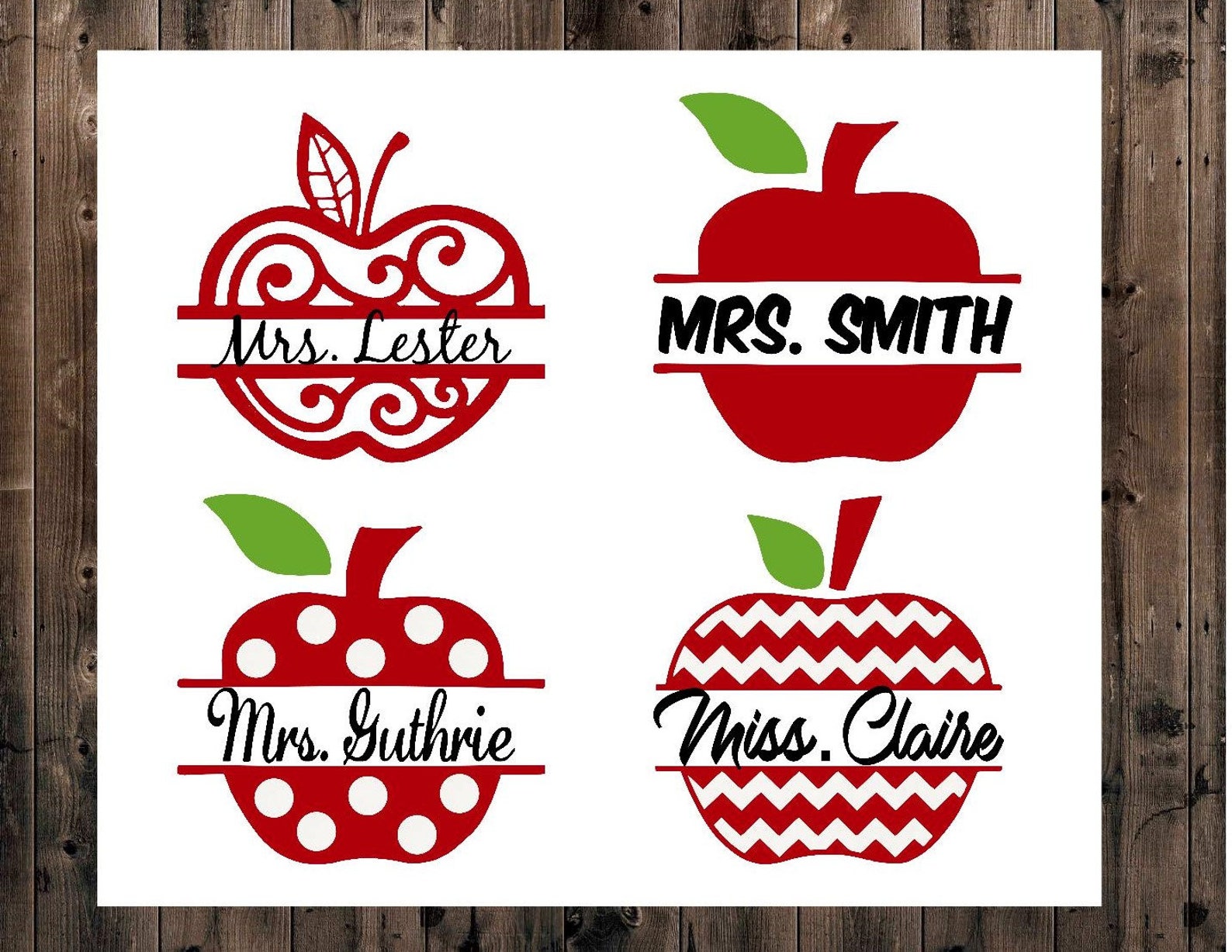 Teacher Apple Decal, Teacher Monogram, Teacher Gift, Teacher Name Decal ...