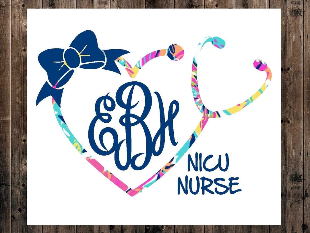 Stethoscope Monogram Decal, Nurse Gift, Nurse Monogram, NICU Nurse ...