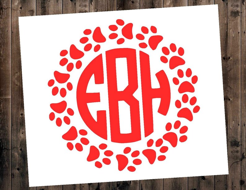 Paw Print Monogram Decal Paw Print Monogram Dog Decal Yeti - Etsy