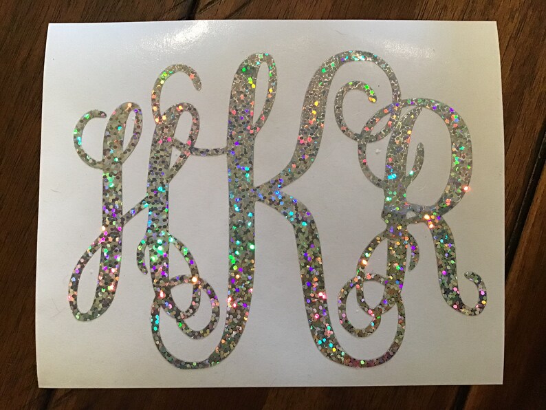 Monogram Decal Holographic Monogram Decal Car Decal | Etsy