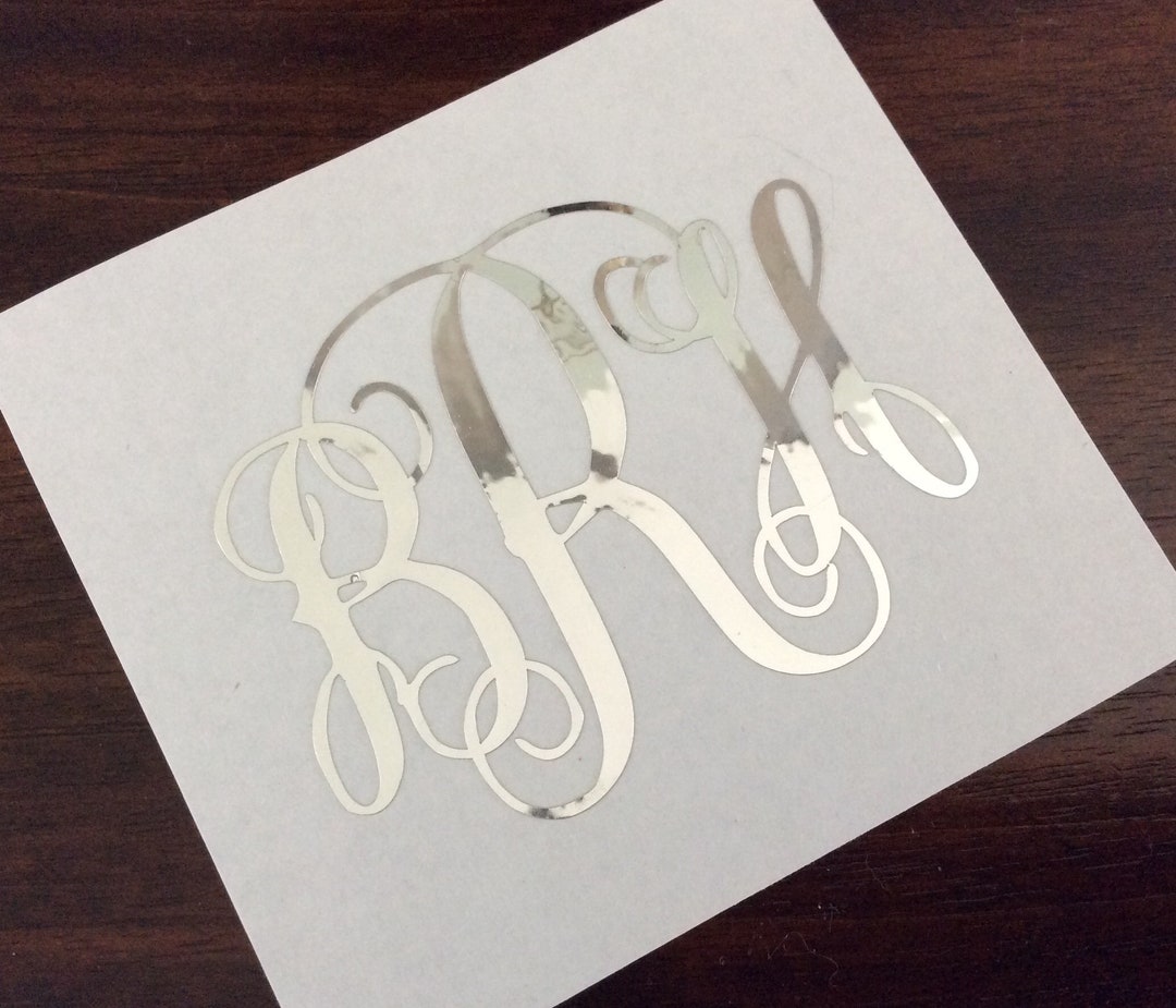 Monogram Decal, Silver Monogram Decal, Decal for Women, Vine Monogram ...
