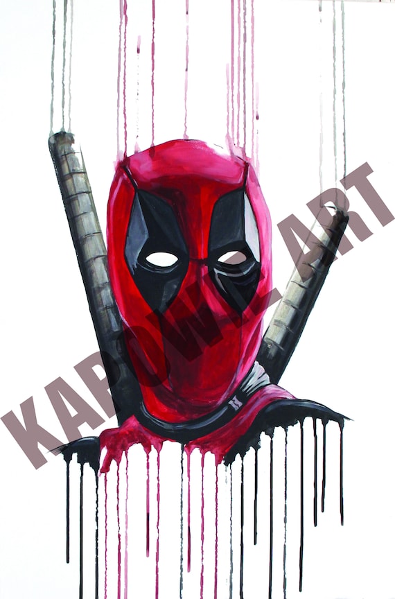 Original painting of Deadpool Marvel superhero | Etsy
