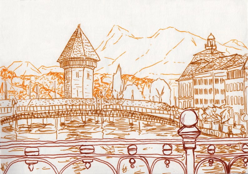 Kapellbrücke in Luzern - Chapel Bridge in Lucerne - Etsy