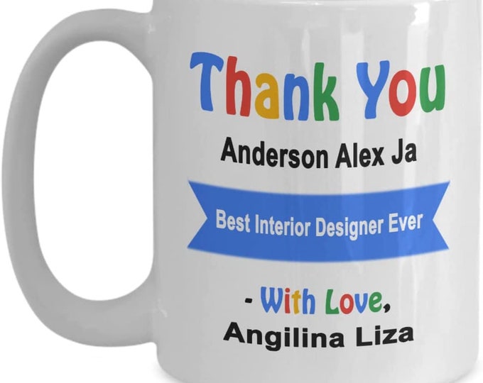 Personalized Interior Designer Thank You Mug, New Interior Designer ...