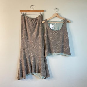 Y2k Vintage 00s Gold Lace Matching Set Tank Top and Fairy Hem Skirt ...