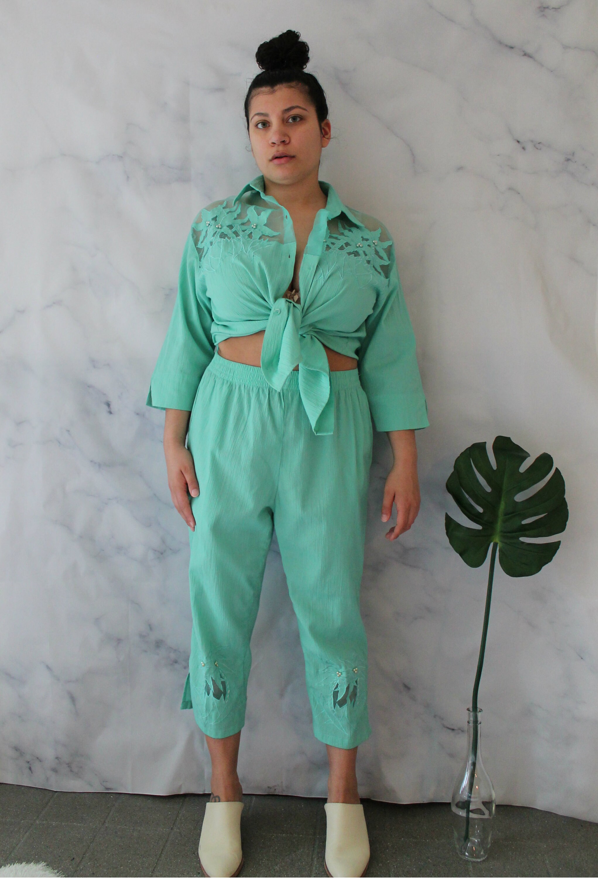 Vintage Pastel Matching Set | Mint Green Palm Trees | the Tropics ...