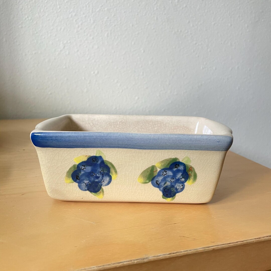 Vintage Blueberry Stoneware Ceramic Mini Loaf Bread Pan Hand Painted - Etsy