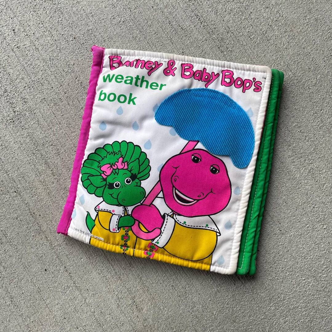 RARE Vintage 90s 1993 Barney & Baby Bop's Weather Book Soft Machine ...