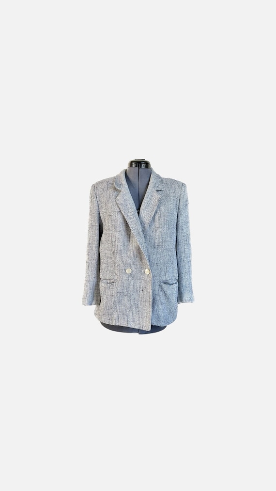 vintage white blue tweed - Gem