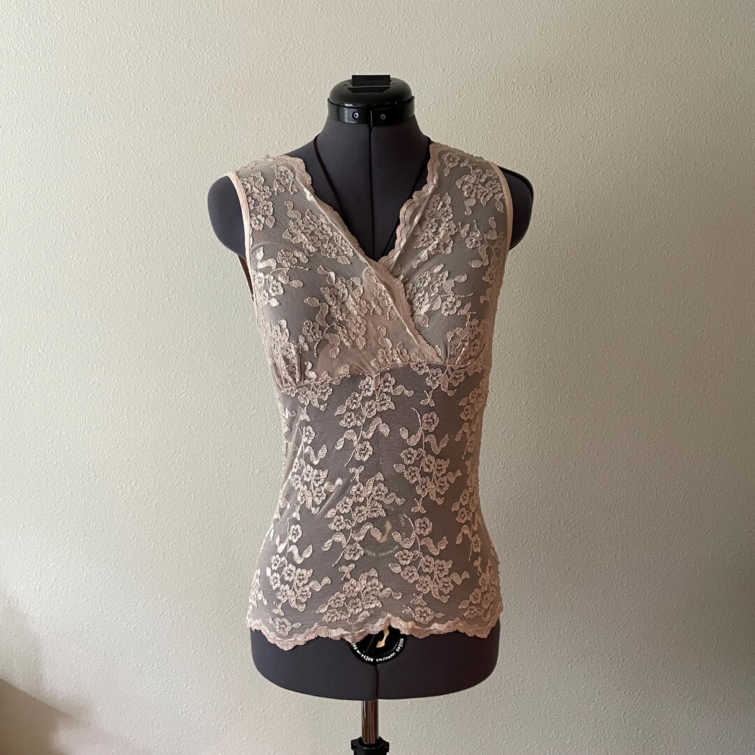 Y2K 90s Vintage Sheer Lace Tank Top | Size S-m - Etsy