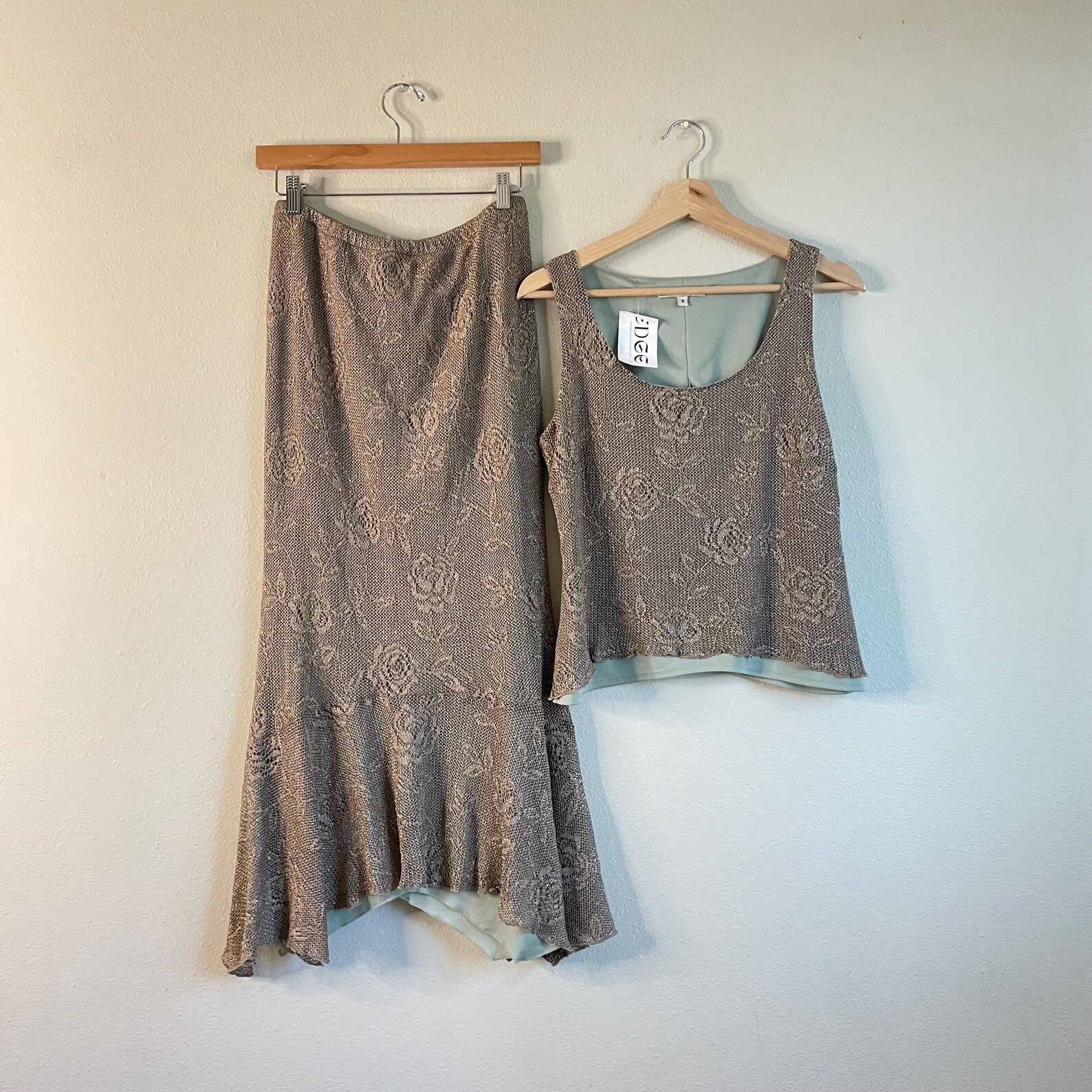 Y2K Gold Lace Matching Set: Fairy Hem Skirt & Tank, Size M - Etsy