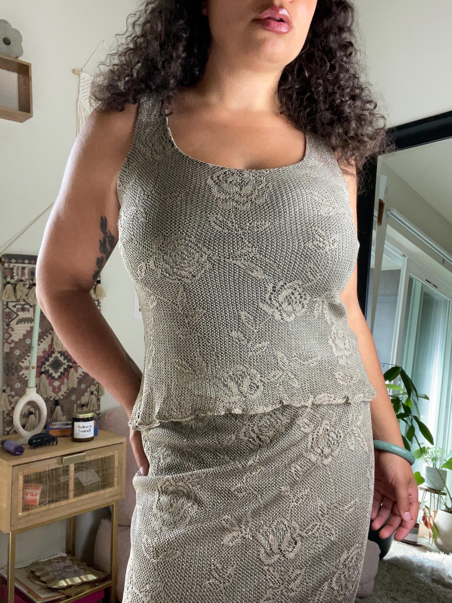 Y2K Gold Lace Matching Set: Fairy Hem Skirt & Tank, Size M - Etsy
