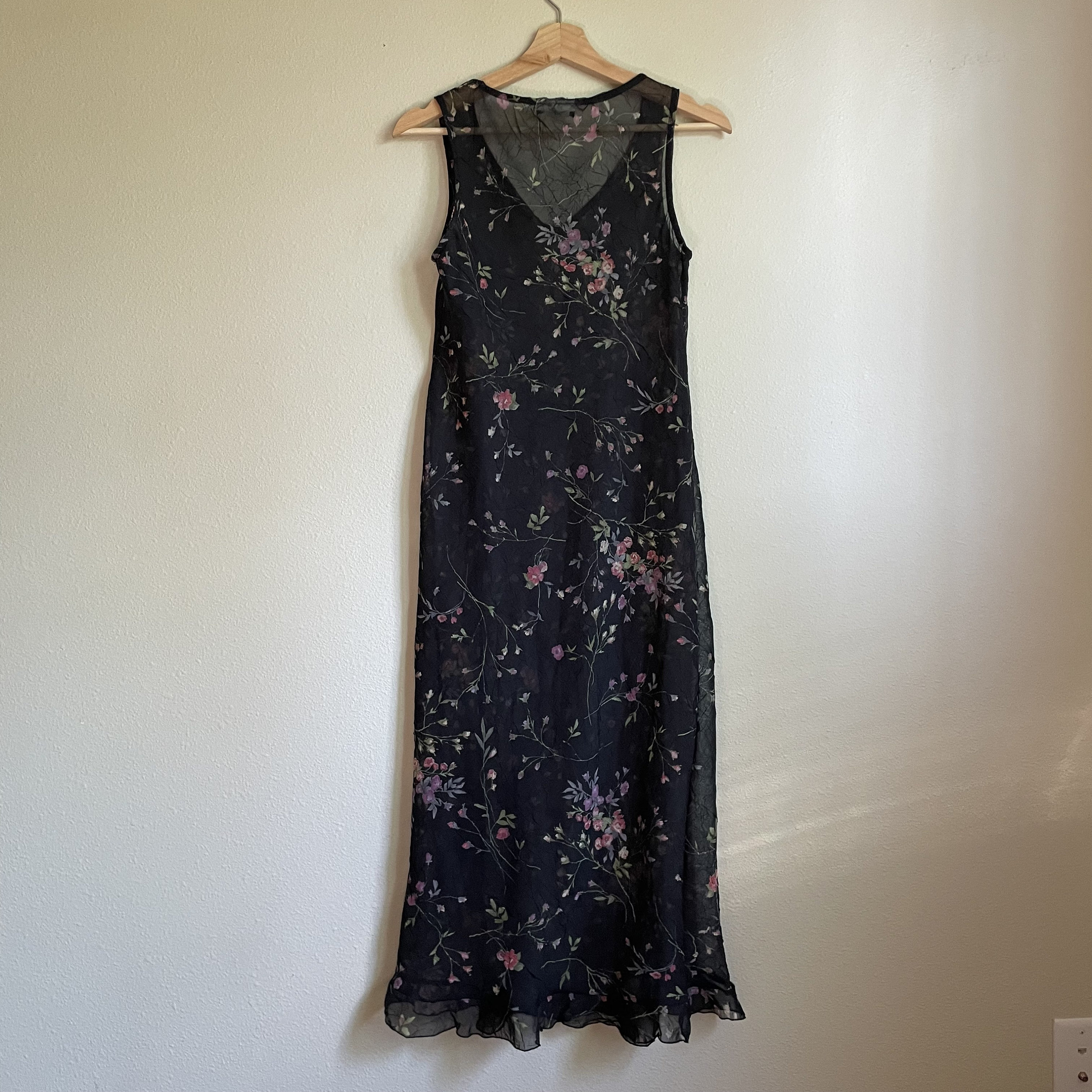 90s Sheer Black Floral Midi Dress Whimsigoth Size M - Etsy