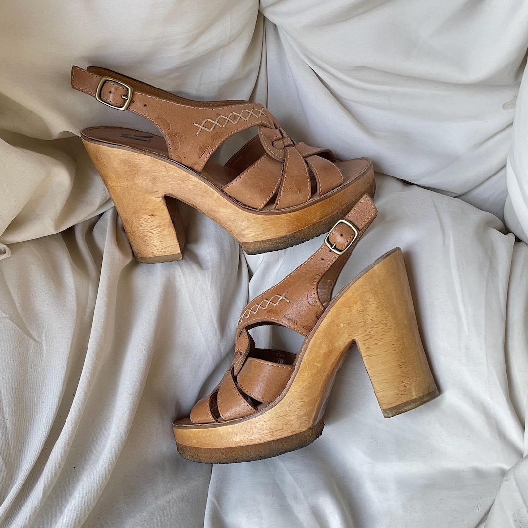 Y2k Early 00's Brown Leather Platform Sandals Boho Chic | Size US 8 - Etsy