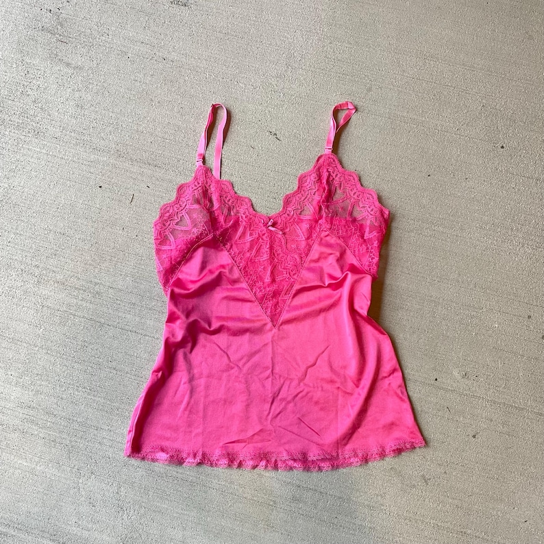 Hot Pink Lace and Satin Cami - Etsy