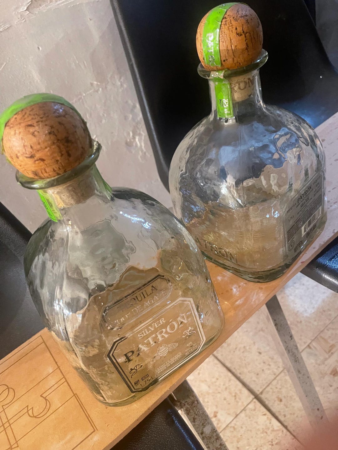 Patron Silver Tequila Bottle 1.75L Empty With Cork Great for Crafts ...