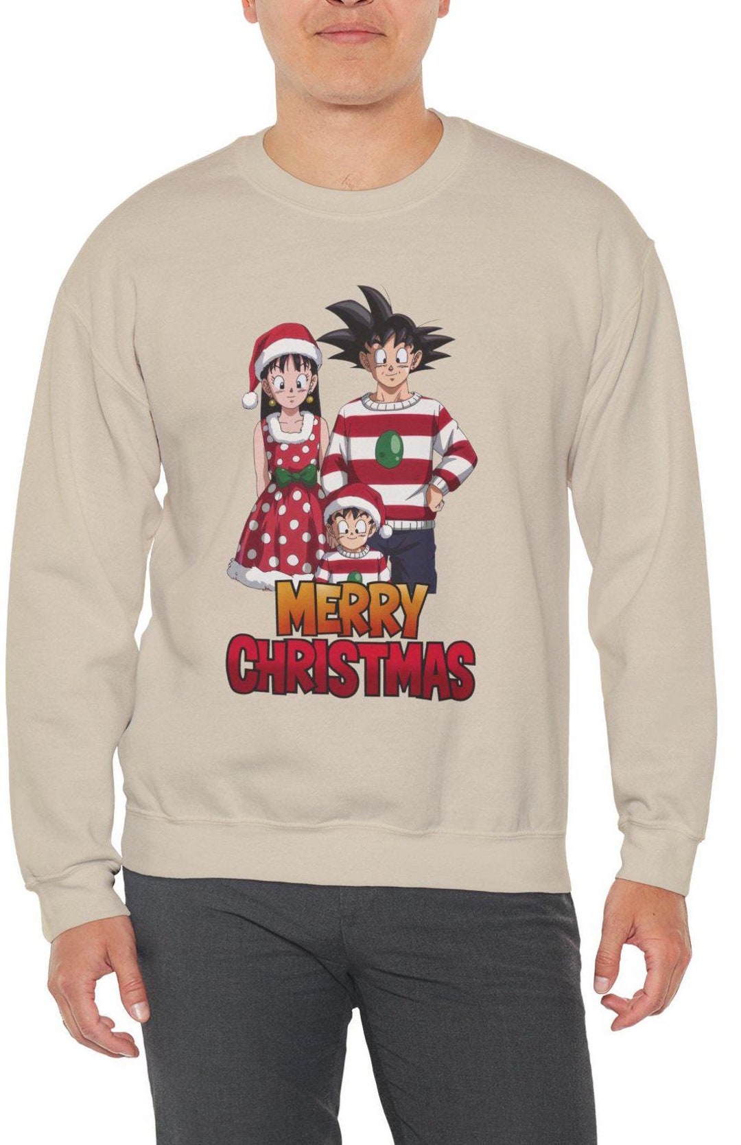 Christmas Goku Fan Art DBZ Sweatshirt Nerdy Geek Holiday Sweater Gohan ...