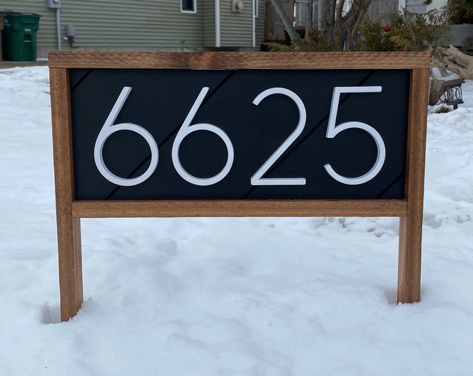 House Number Stake for Yard Reclaimed Wood House Number Sign for Garden ...