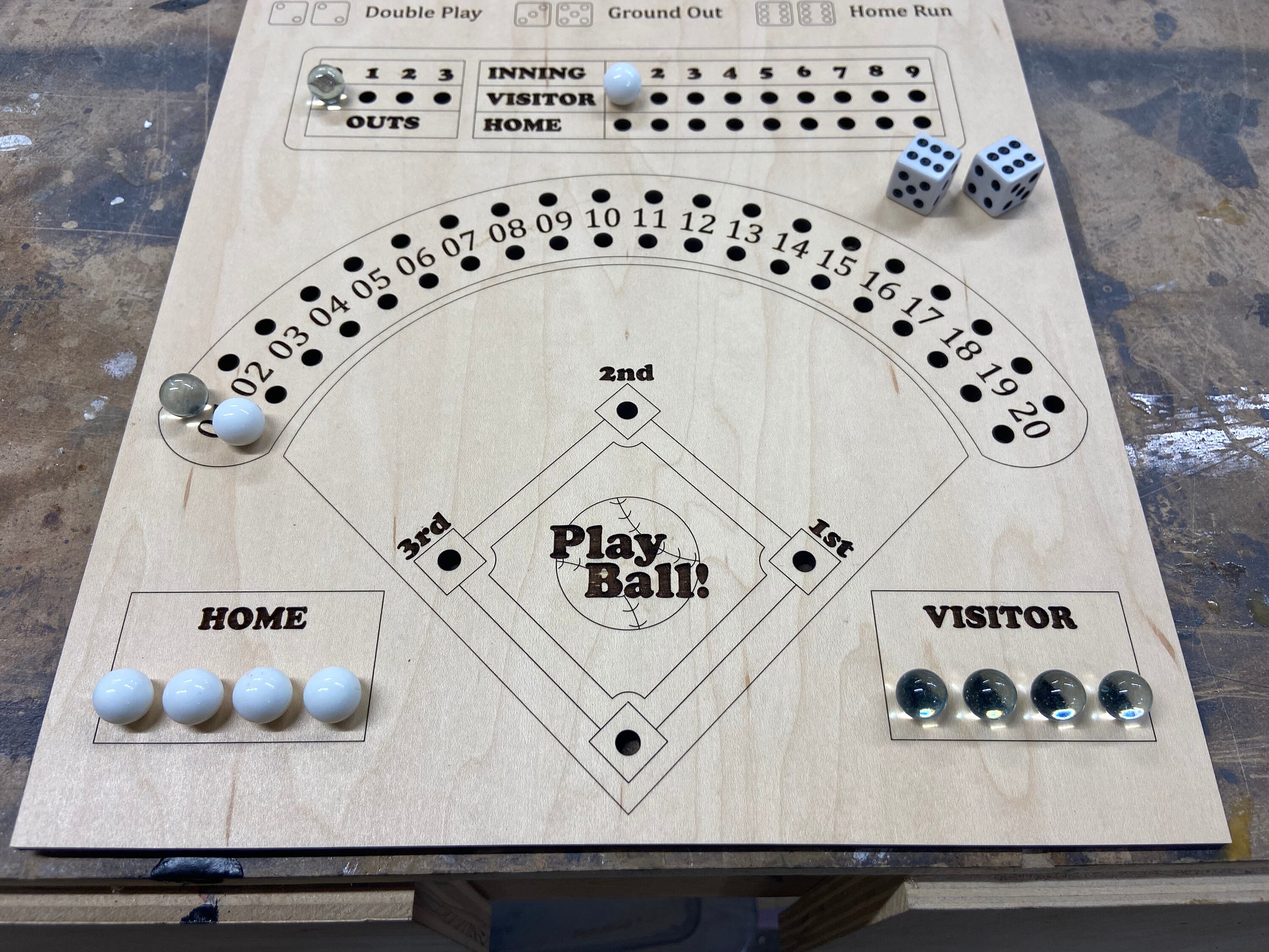 Dice Baseball Desktop Baseball Play Ball Board Etsy
