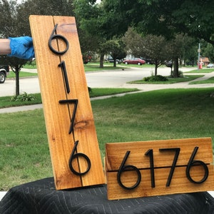 Double Decker Cedar House Numbers | Cedaraddress Sign | Black House ...
