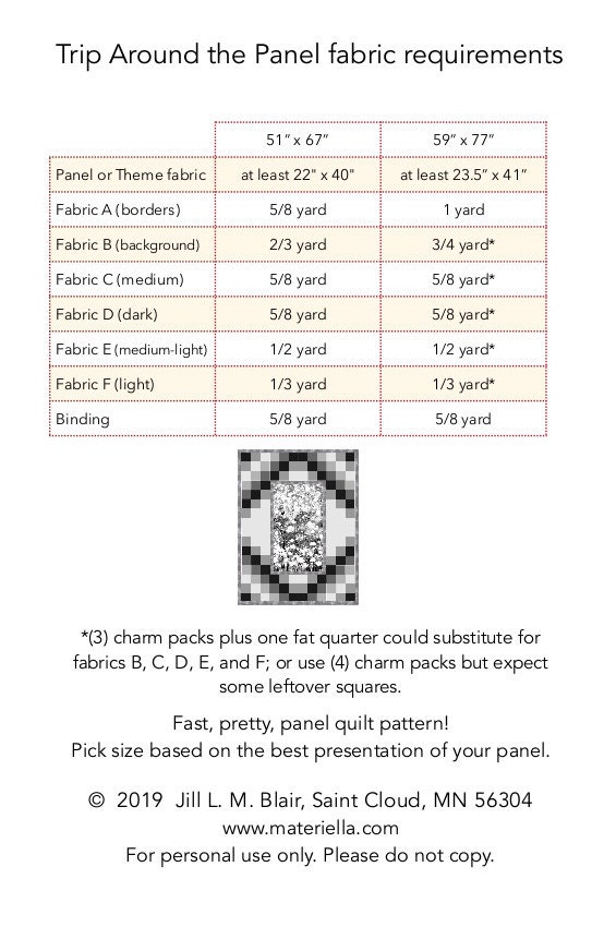 Trip Around the Panel PDF Pattern - Etsy