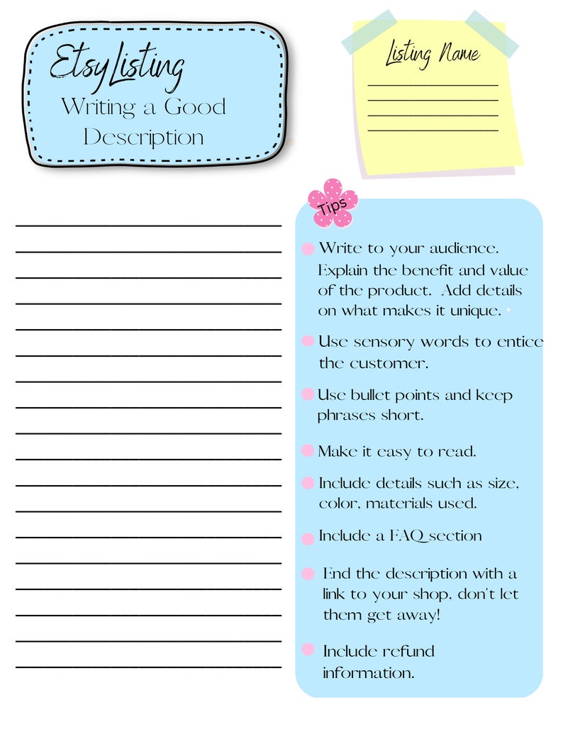 Etsy Checklist Step by Step Guide How to Make an Etsy Listing for New ...