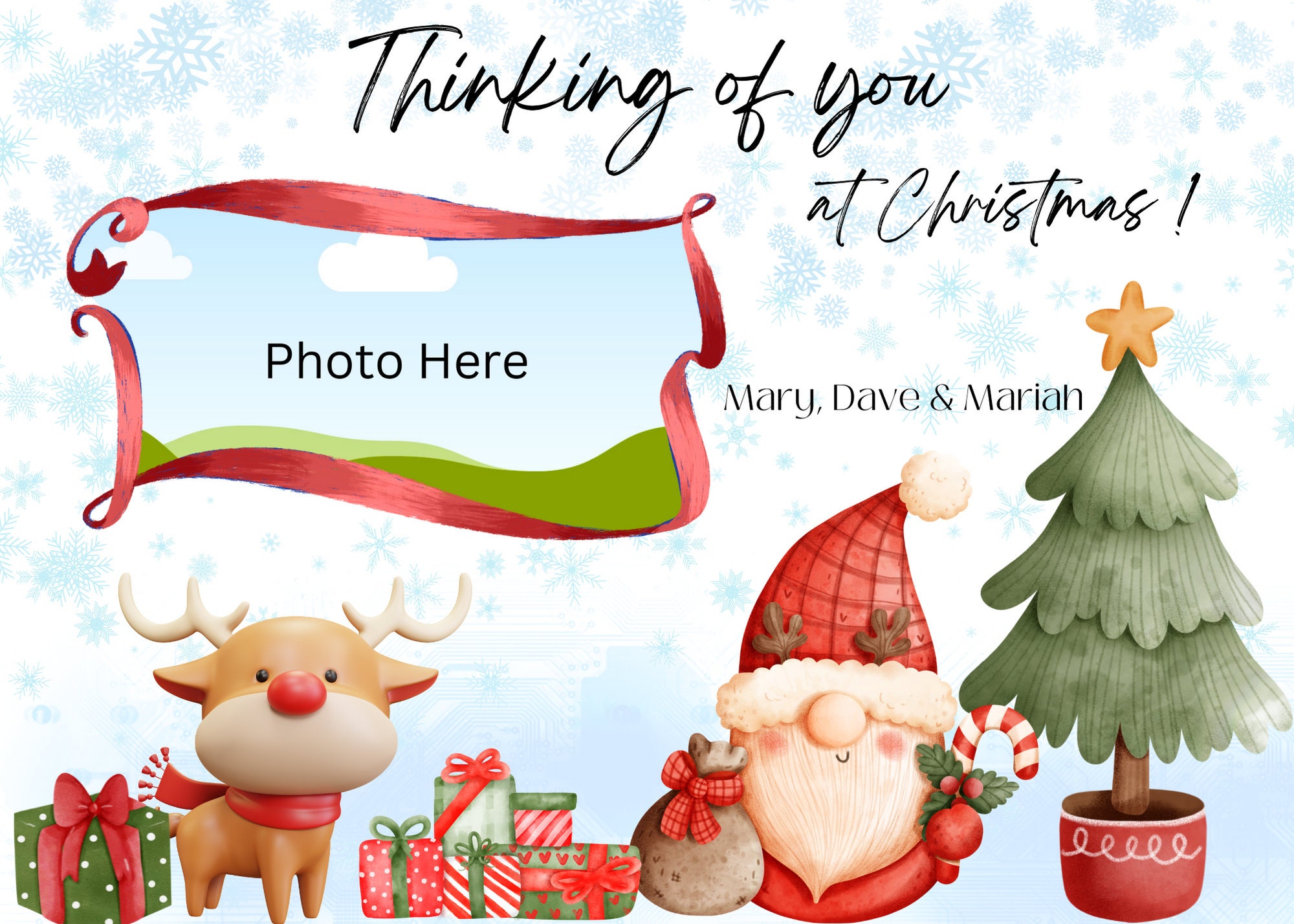 Christmas Card Editable Template, 5 X 7 Christmas Card With Photo ...