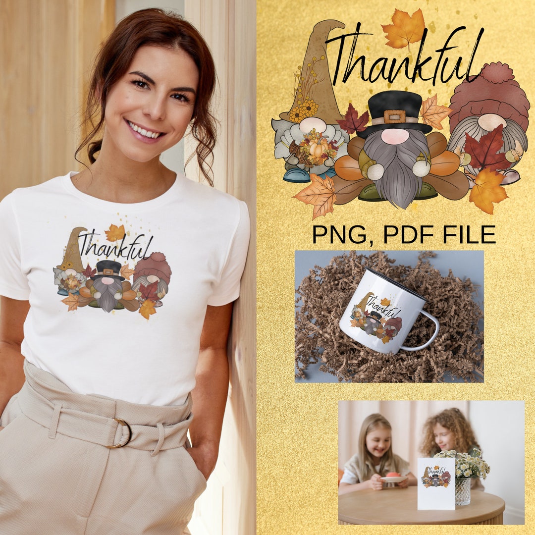 Thankful Gnomes Thanksgiving PNG: Sublimation Design (digital Download ...
