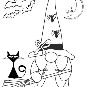 Halloween Gnome Coloring Pages, Halloween Gnomes, Printable Coloring ...