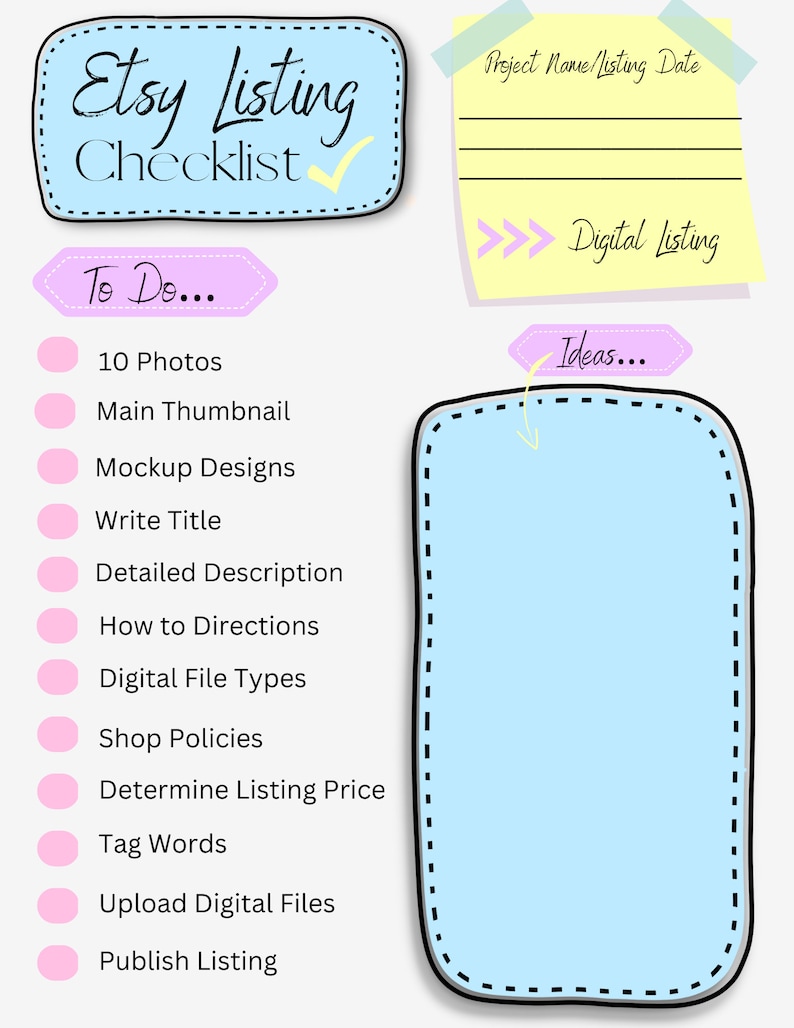 Etsy Checklist Step by Step Guide How to Make an Etsy Listing for New ...