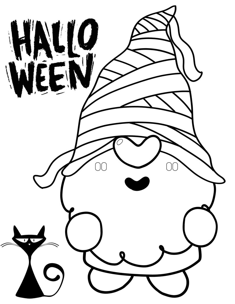 Halloween Gnome Coloring Pages, Halloween Gnomes, Printable Coloring ...