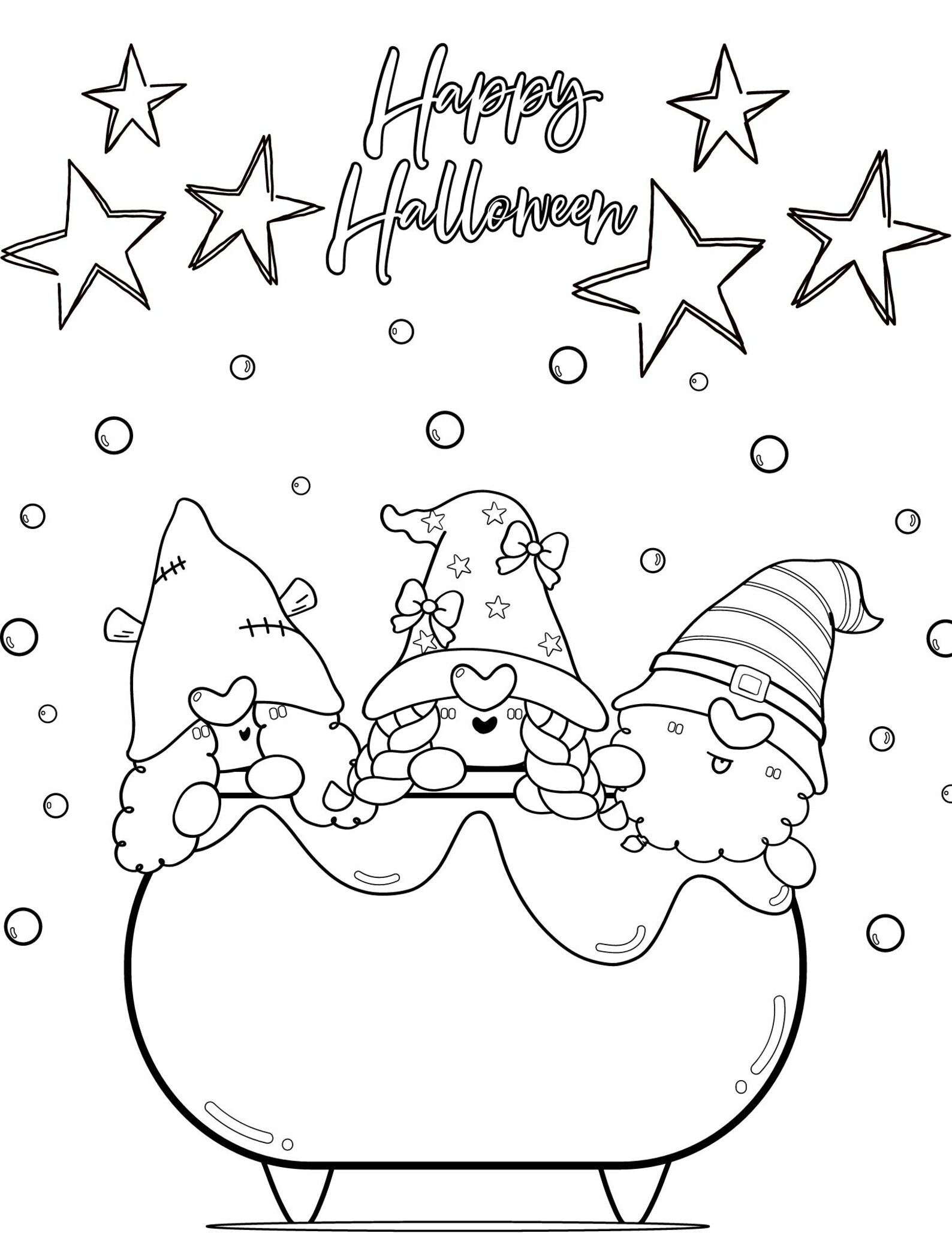 Halloween Gnome Coloring Pages, Halloween Gnomes, Printable Coloring ...