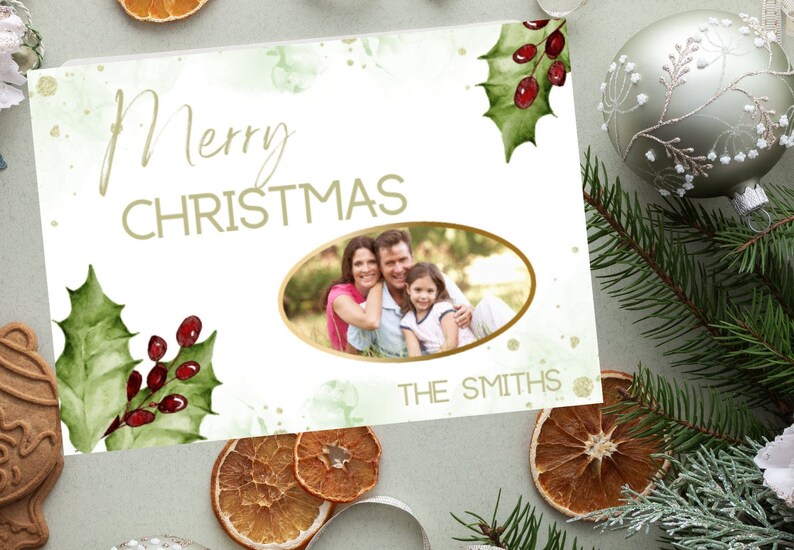 Editable Christmas Card With Photo Template, Printable Christmas Card ...
