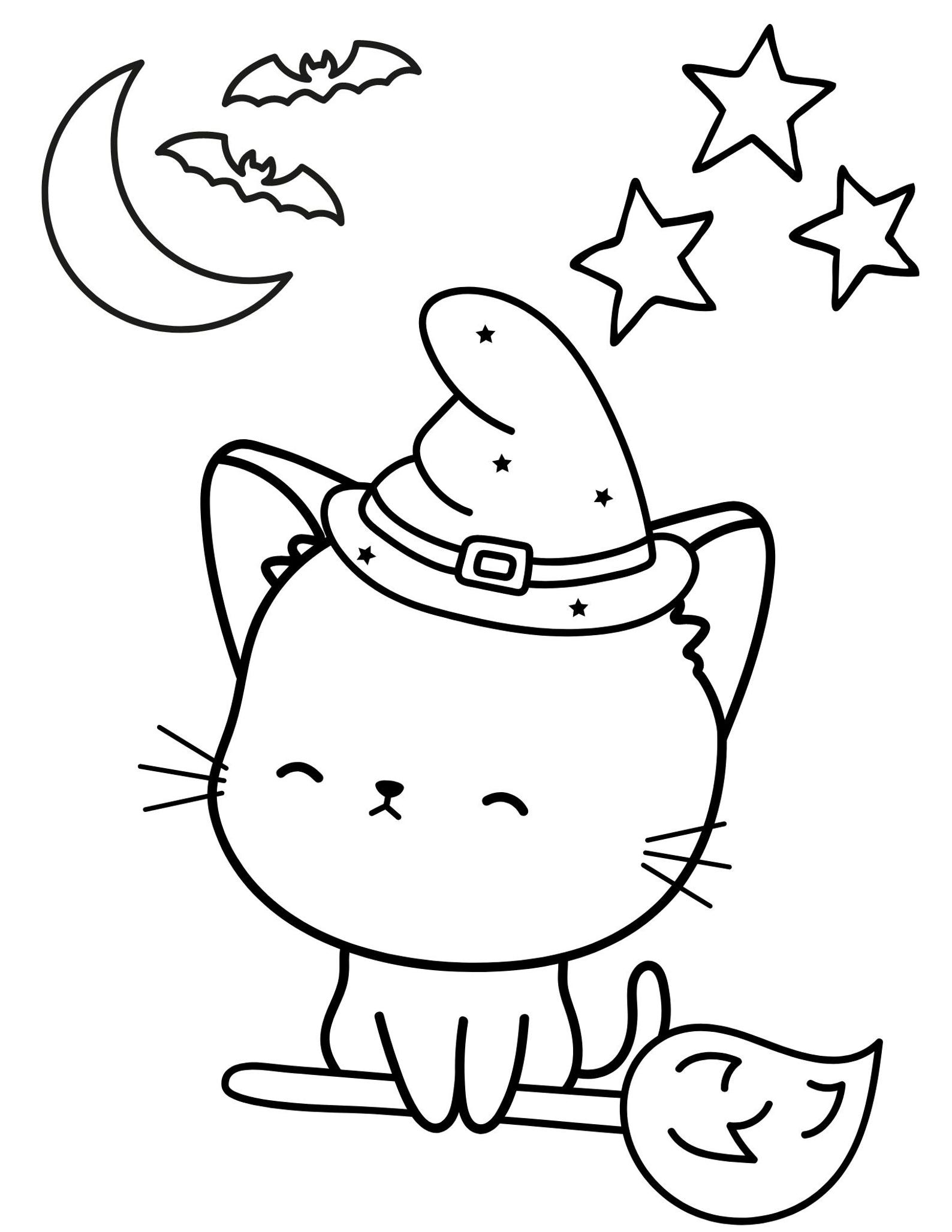 10 Printable Halloween Coloring Pages, Cute Easy Spooky Designs, Kids ...