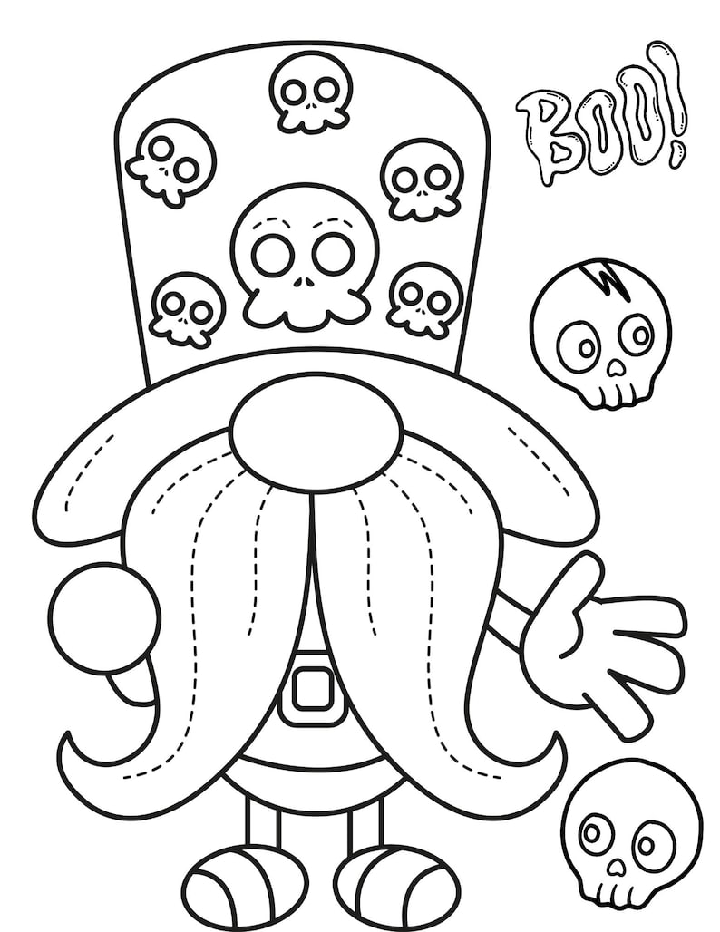 Halloween Gnome Coloring Pages, Halloween Gnomes, Printable Coloring ...