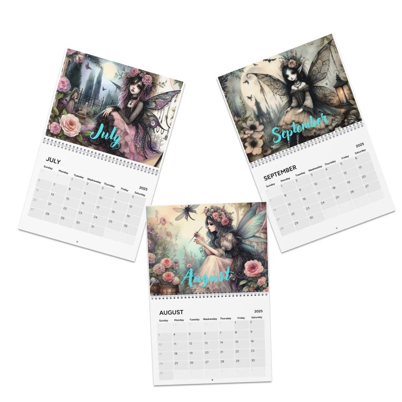 2025 Wall Calendar | Goth Fairies Fantasy Calendar | 12 Month Calendar ...