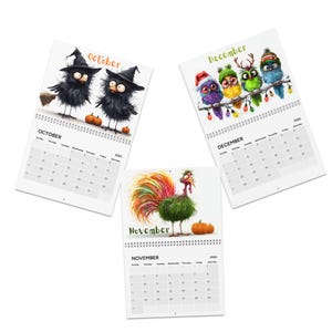 2025 Quirky Bird Wall Calendar | 12 Month Calendar | Office Decor ...
