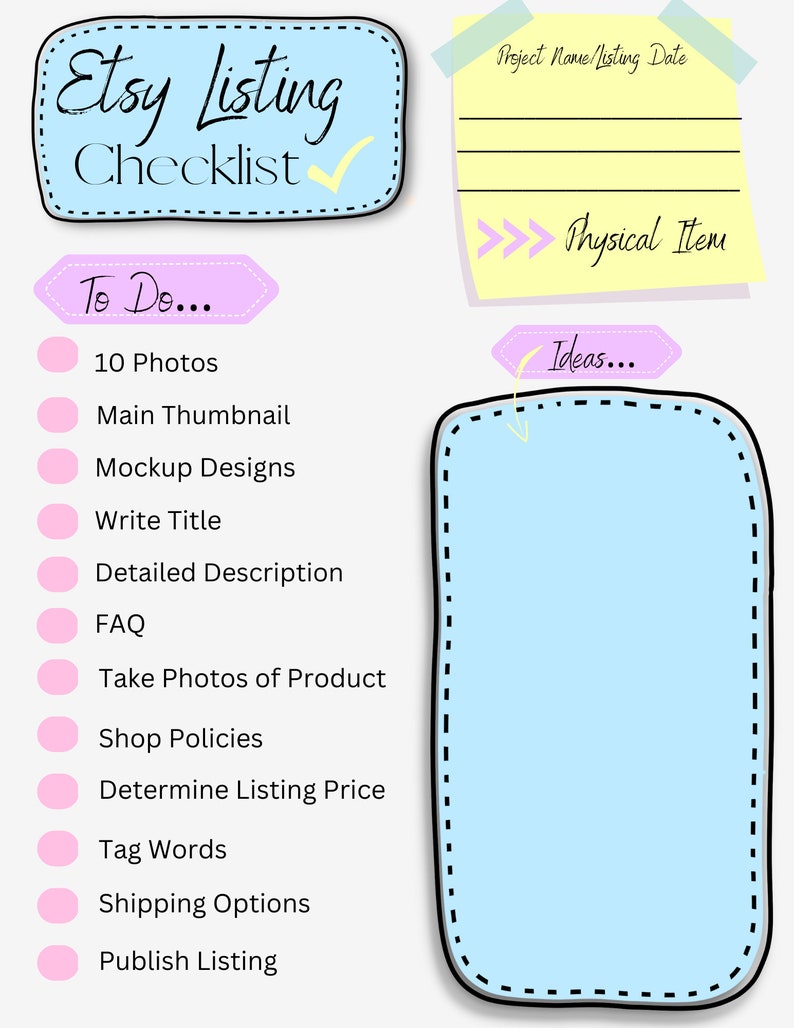 Etsy Checklist Step by Step Guide How to Make an Etsy Listing for New ...