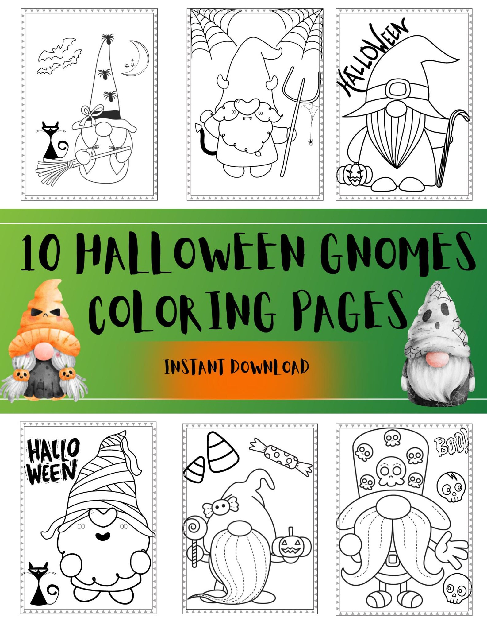 Halloween Gnome Coloring Pages, Halloween Gnomes, Printable Coloring ...